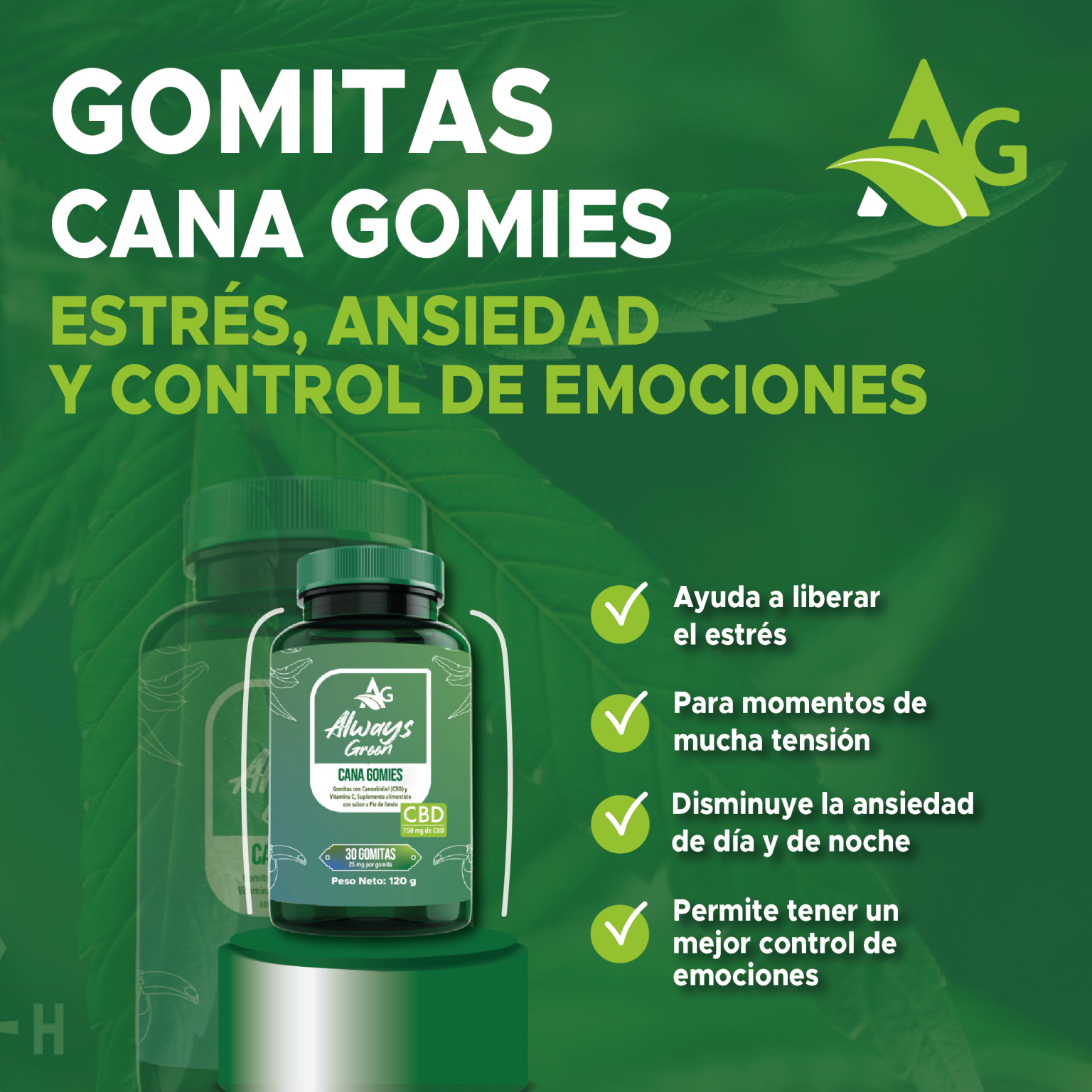 CBD en Gomitas "Cana Gomies" 750mg 30 unidades - Always Green